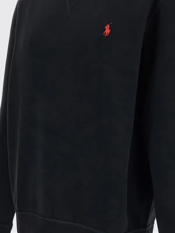 Polo Ralph Lauren Cotton Crewneck Sweatshirt With Embroidered Pony - Black