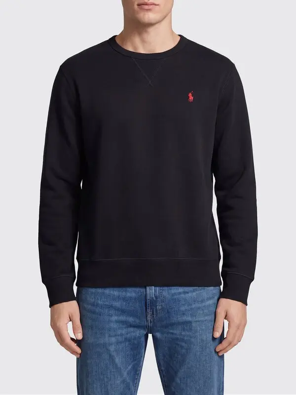 Polo Ralph Lauren Cotton Crewneck Sweatshirt With Embroidered Pony - Black_4