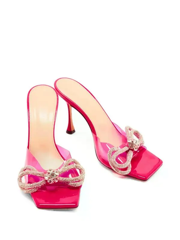 Mach & Mach Double Bow Crystal-embellished Sandals