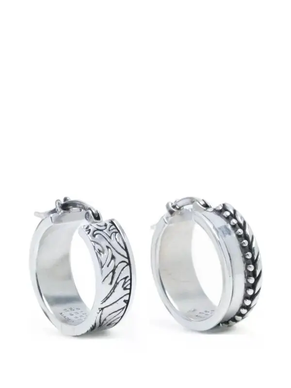 MAISON MARGIELA Tone Engraved Hoop Earrings - Silver