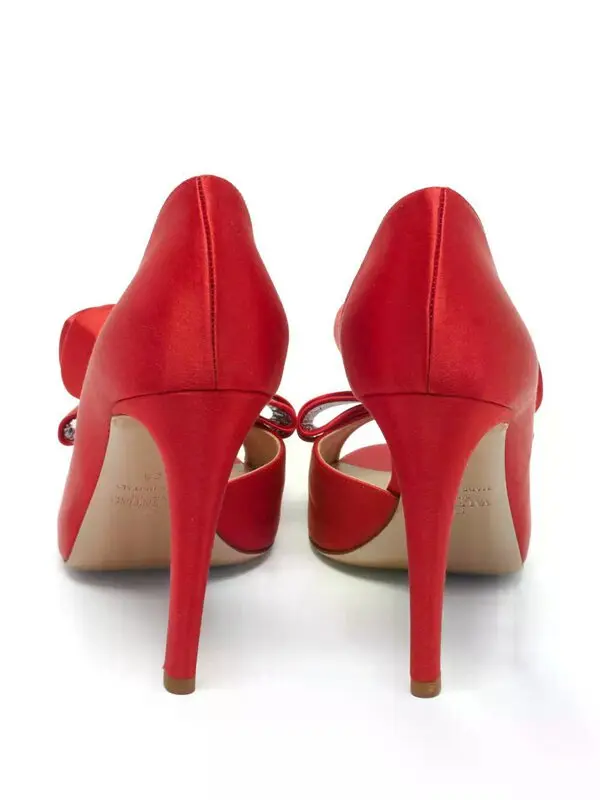 Valentino Garavani Satin D'orsay Bow Detail Peep Toe High Heel Pumps