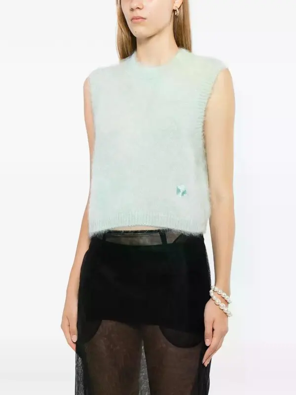 Cecilie Bahnsen Fuzzy Knit Sleeveless Top With Round Neck