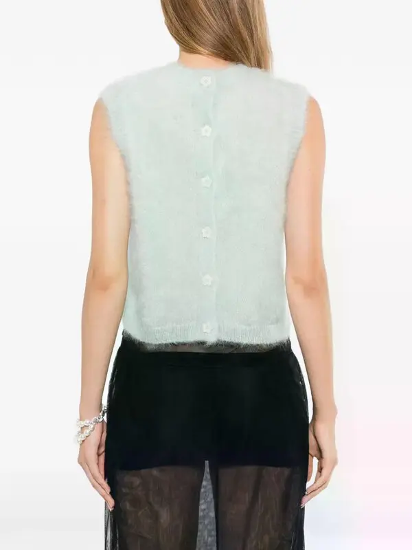 Cecilie Bahnsen Fuzzy Knit Sleeveless Top With Round Neck
