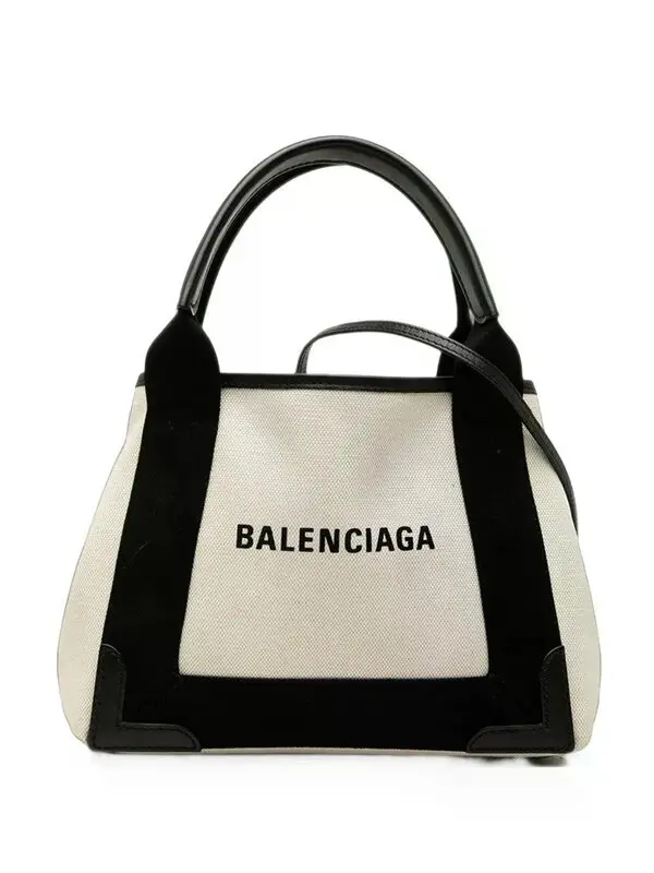 Balenciaga Canvas Navy Cabas Xs Satchel - Brown