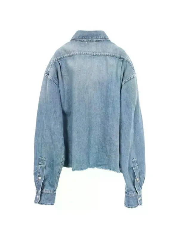 Miu Miu Washed Denim Shirt With Logo Detail