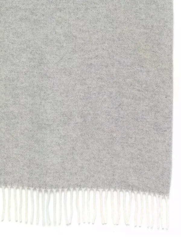 GRAN SASSO Herringbone-pattern Fringed Scarf - Grey