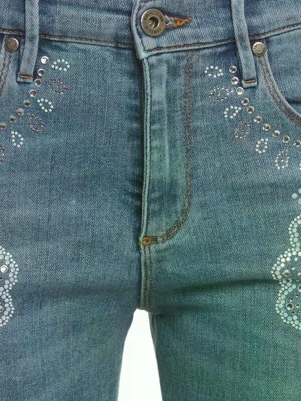 Roberto Cavalli Paisley Crystal-embellished Jeans