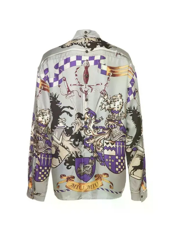 Miu Miu Printed Mock Neck Long Sleeve Top