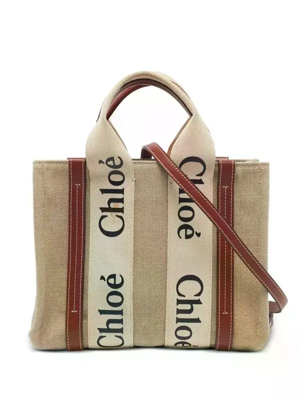 Chloé Small Woody Leather-trim Tote Bag - Neutrals