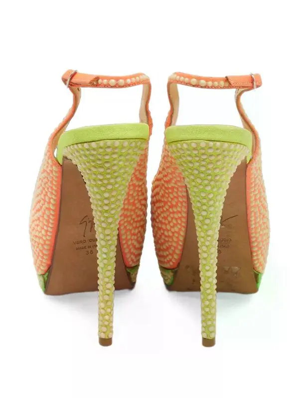 GIUSEPPE ZANOTTI Crystal-embellished Peep-toe Slingback Pumps
