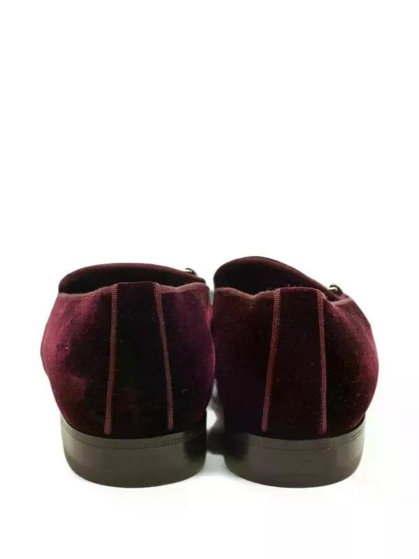 LOUIS VUITTON Burgundy Velvet Vlogo Loafers