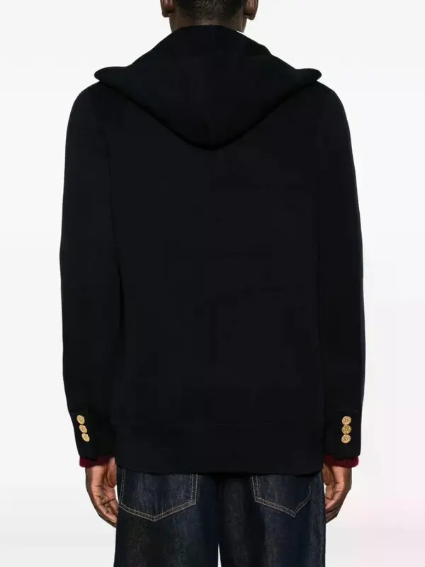 Sacai Hooded Gold-tone Button Blazer