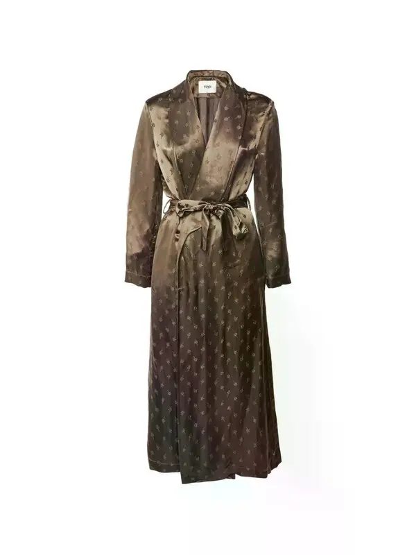 Fendi Floral-jacquard Belted Coat