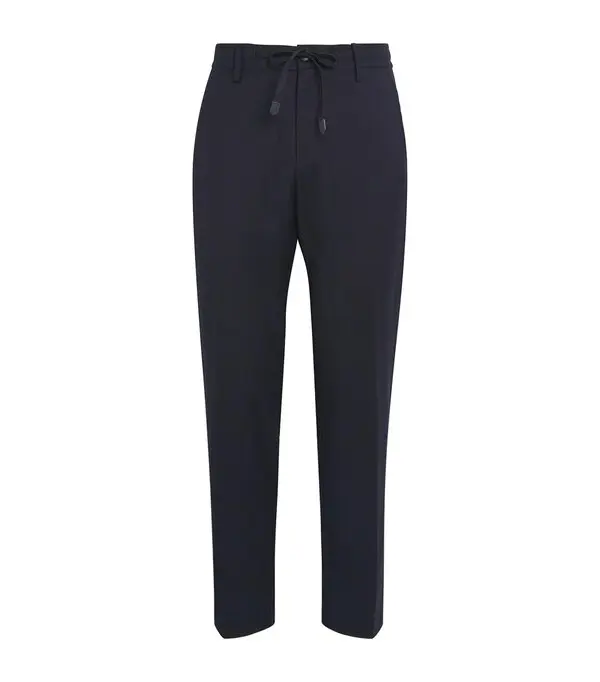 Canali Wool Drawstring Trousers - Navy