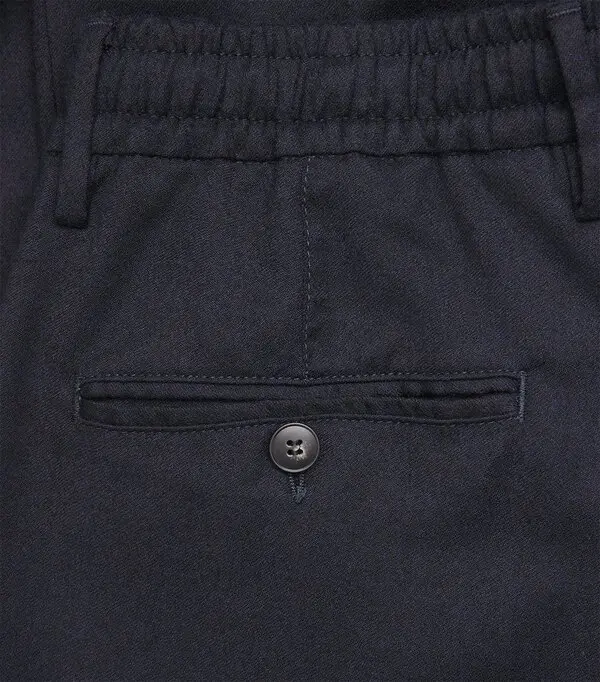 Canali Wool Drawstring Trousers - Navy