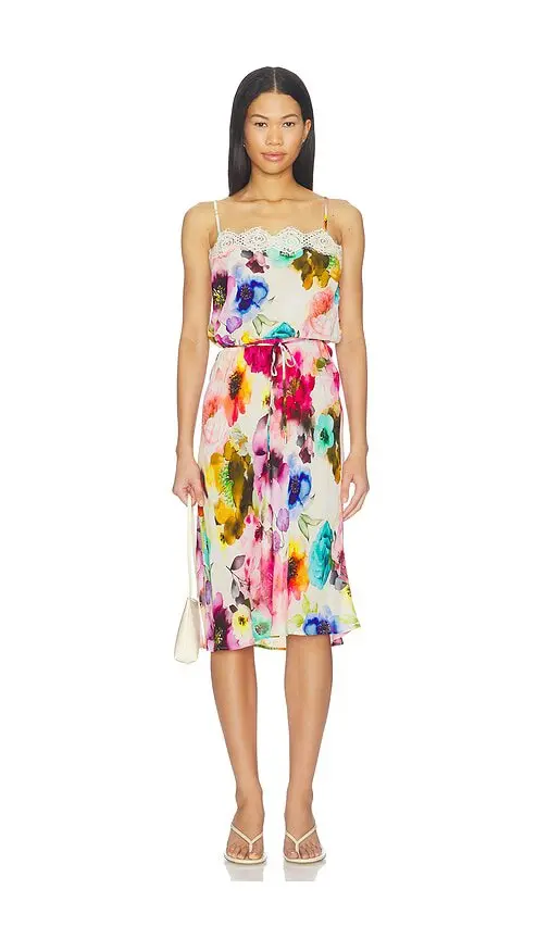 AFRM Tabitha Dress Vibrant Floral Georgette With Lace Trim - Multi