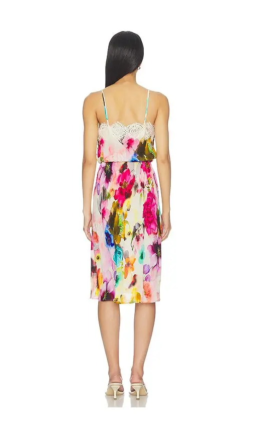 AFRM Tabitha Dress Vibrant Floral Georgette With Lace Trim - Multi