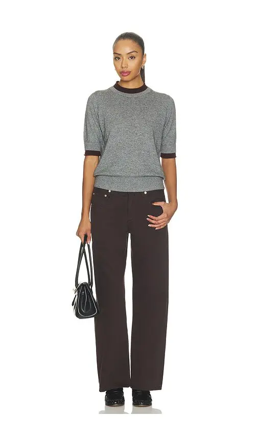 ELODIE THE LABEL Sloane Contrast Crew Neck Sweater