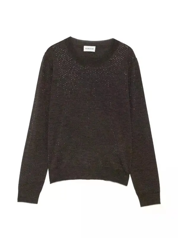 P.a.r.o.s.h Rhinestone Embellished Fine Knit Top - Brown