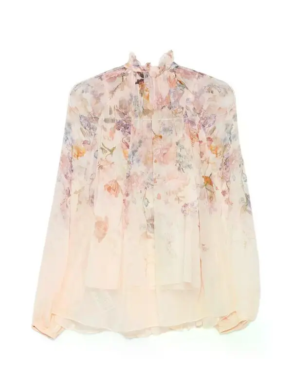 Zimmermann Floral-print Pleated Blouse - Neutrals