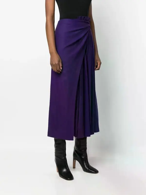 Alberta Ferretti Draped Stretch-wool Midi Skirt