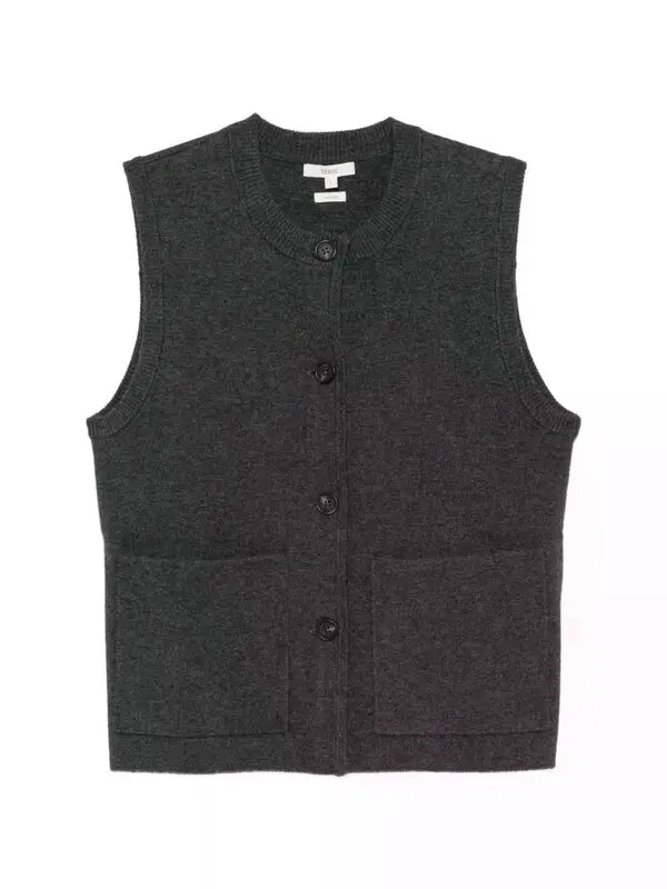 YERSE Button-front Fine Knit Gilet - Grey