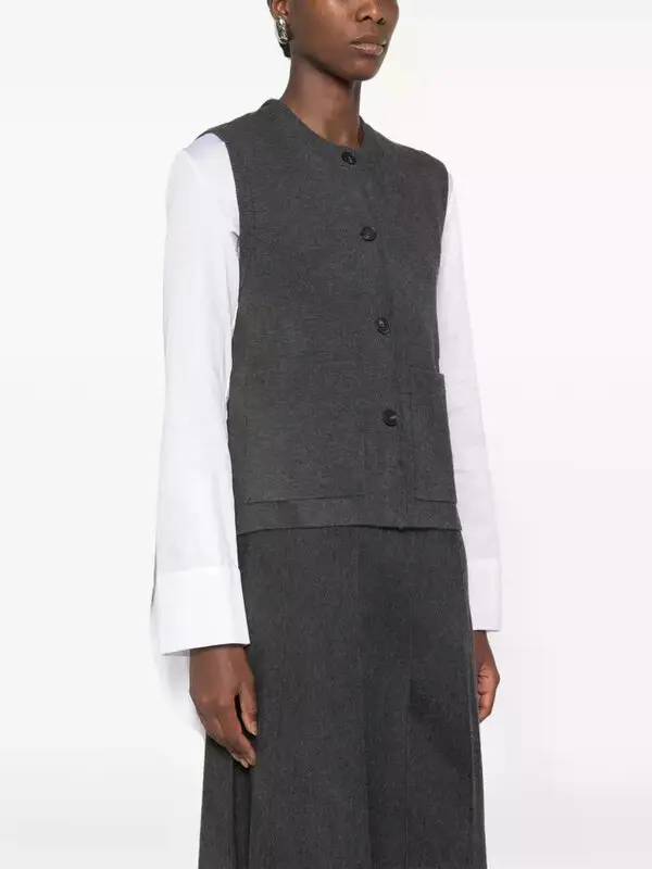 YERSE Button-front Fine Knit Gilet