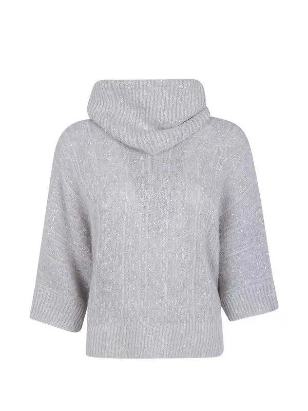 D.exterior Sequin Embellished Cowl Neck Sweater