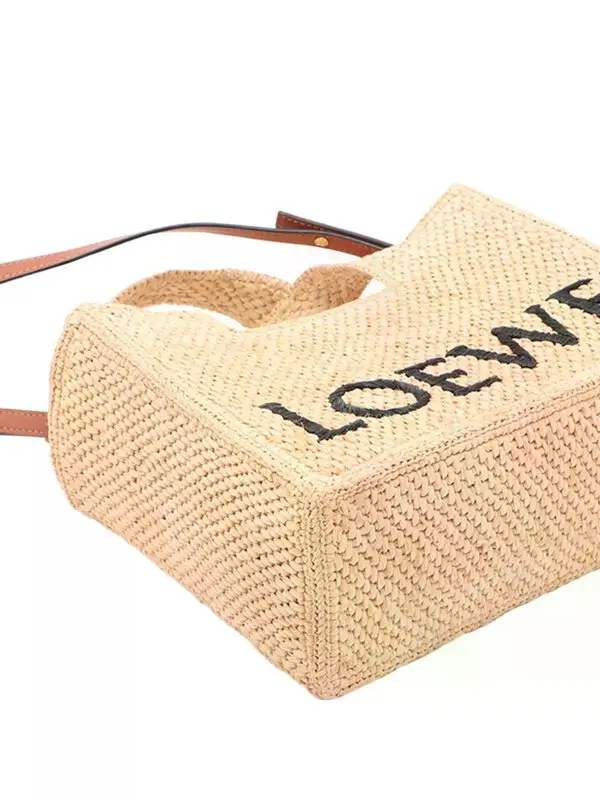 Loewe 2010-2026 Small Raffia Font Tote Satchel