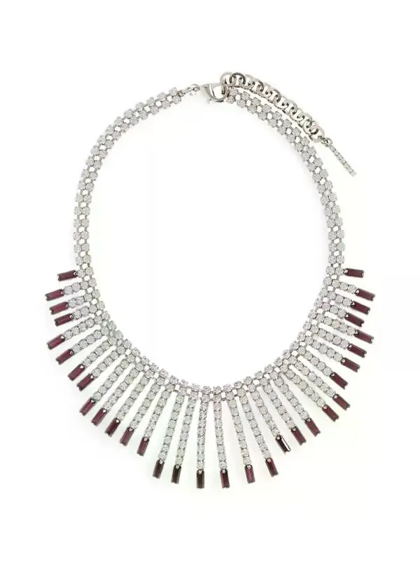 Alessandra Rich Crystal-embellished Fringed Necklace - Silver