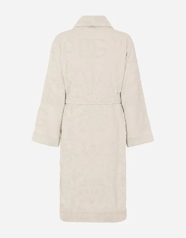 Dolce & Gabbana Bathrobe In Terry Cotton Jacquard Monochrome Bathrobes - Multicolor