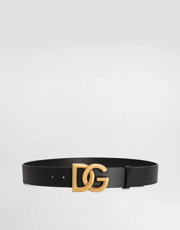 Dolce & Gabbana Lux Leather Belt With Crossover Dg Logo Buckle Belts Multi-colored Leather - Multicolor