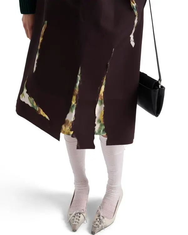 Prada Bonded Gabardine Skirt With Devoré Effect - Ebony