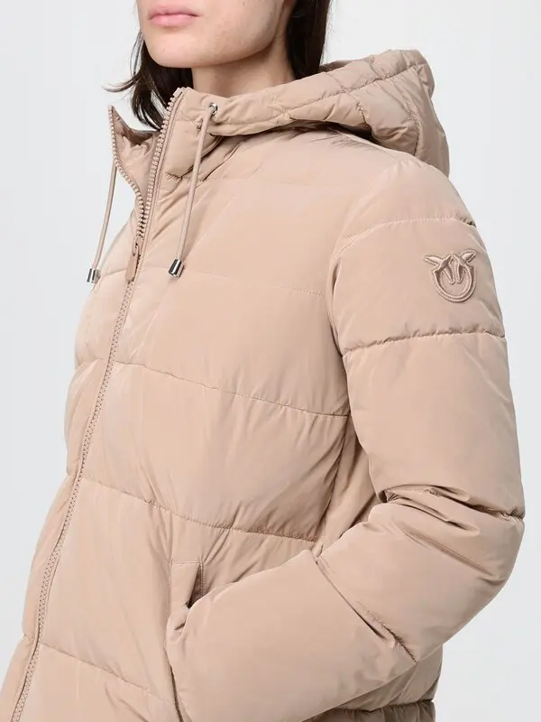 Pinko Eleodoro Cropped Quilted Nylon Puffer Jacket With Hood And Logo