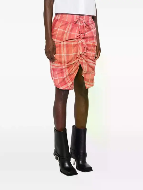 VIVIENNE WESTWOOD Check-pattern Ruched Midi Skirt
