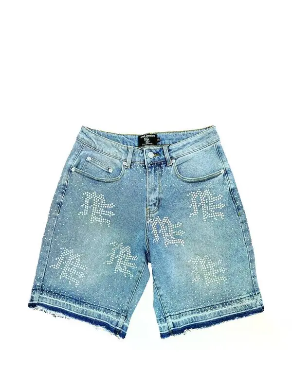 Mixed Emotion Me Rhinestone-embellished Denim Shorts - Blue