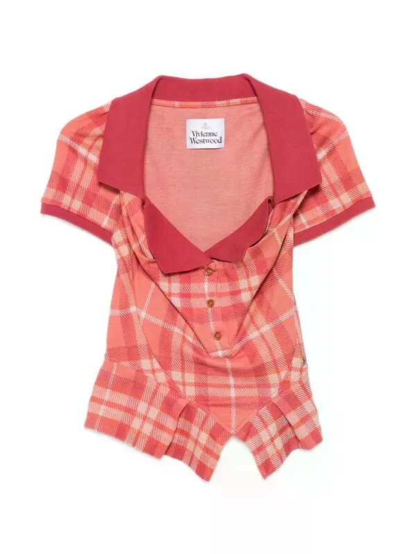 VIVIENNE WESTWOOD Tartan Peplum Polo Top - Red