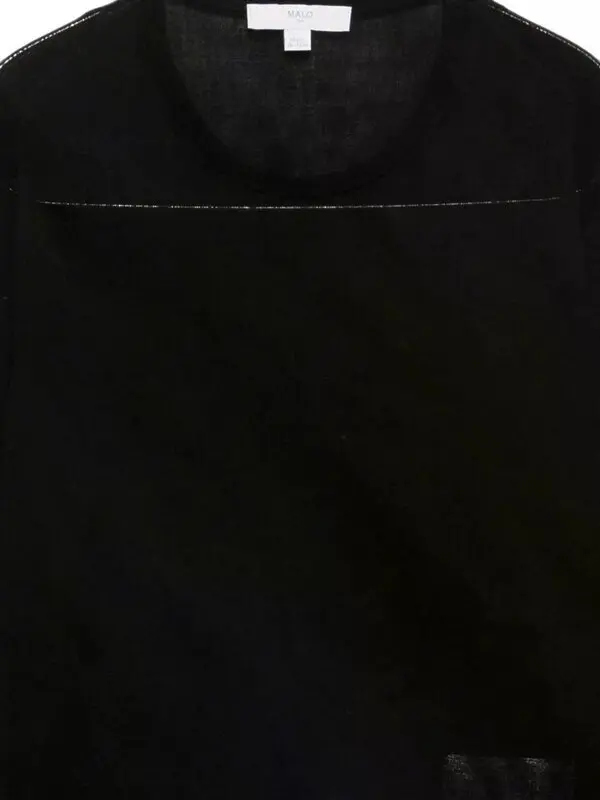Malo Fine Knit Contrast Stitch Top