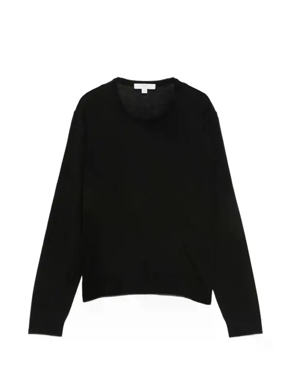 Malo Fine Knit Contrast Stitch Top - Black