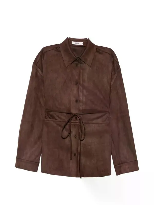 ELEH Belted Faux-suede Shirt - Brown