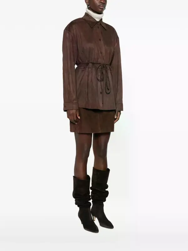 ELEH Belted Faux-suede Shirt