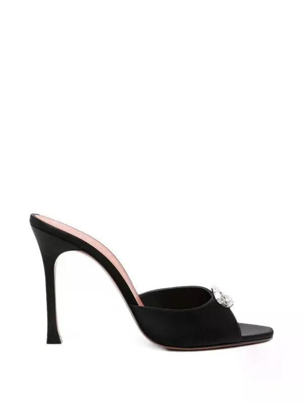 Amina Muaddi Crystal-buckle Satin Mules - Black
