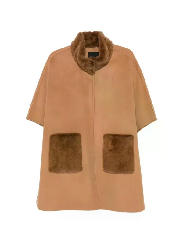 LISKA Fur-trim Patch-pocket Coat - Neutrals