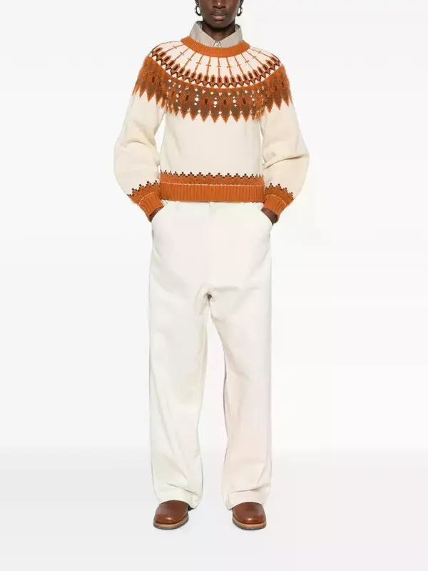 I BLUES Crystal Embellished Jacquard Knit Sweater