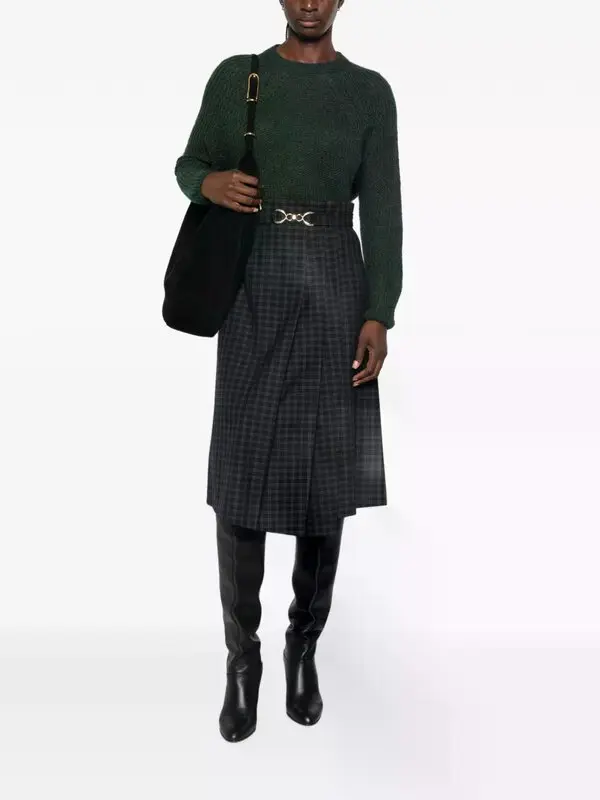 I BLUES Tartan Pleated Skirt
