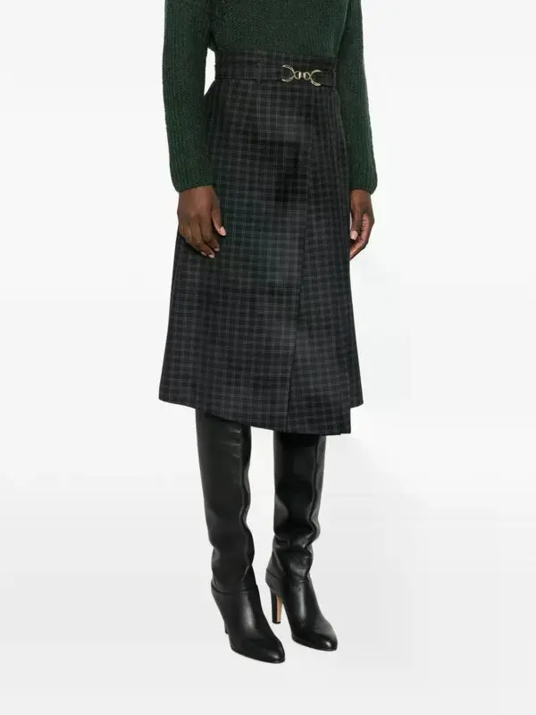 I BLUES Tartan Pleated Skirt