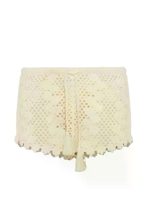 Posse Saskia Crochet-knit Shorts - Neutrals