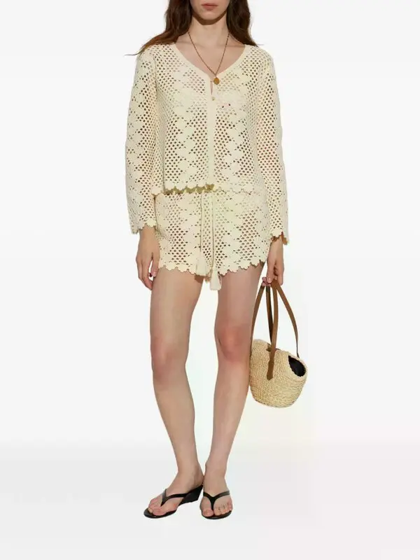 Posse Saskia Crochet-knit Shorts - Neutrals