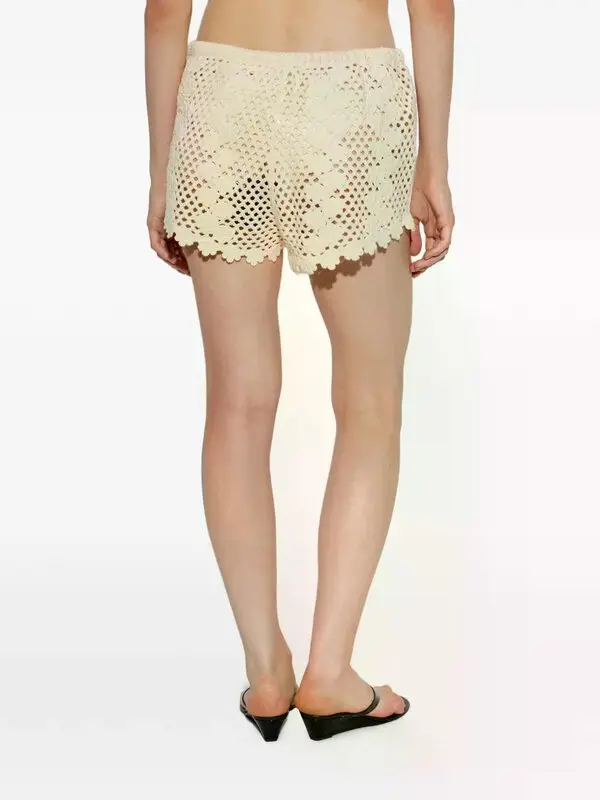 Posse Saskia Crochet-knit Shorts - Neutrals