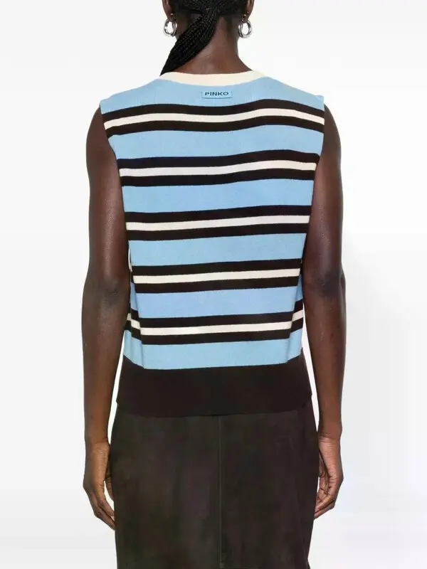 Pinko Striped Sleeveless V-neck Top